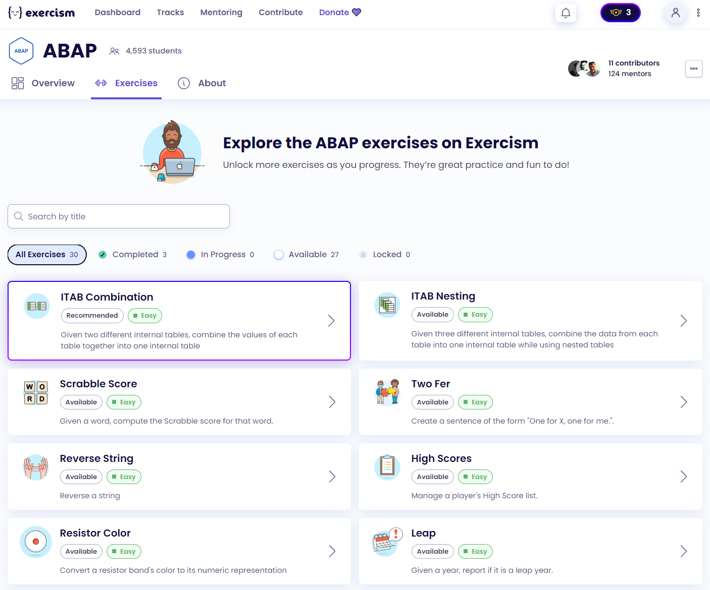 ExercismのABAPコース(ABAP on Exercism)を受講してみた #SAP - Qiita
