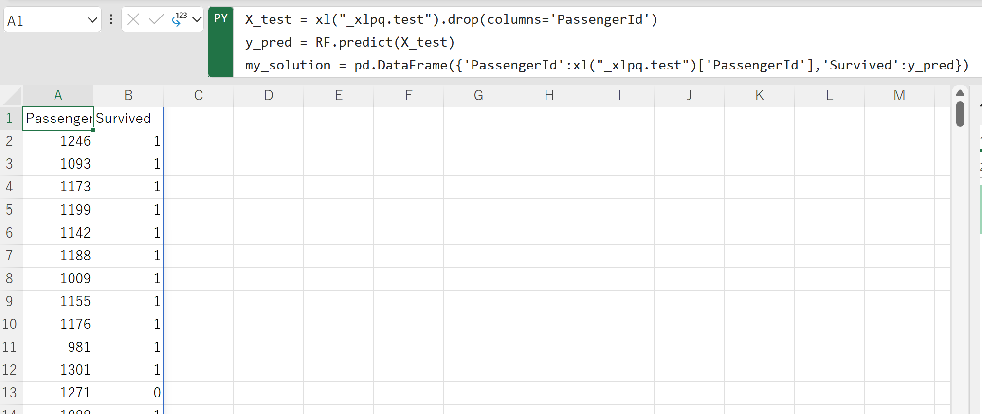 Python in ExcelとPowerQueryを使って機械学習をし、タイタニックの生存者を予測する #scikit-learn - Qiita