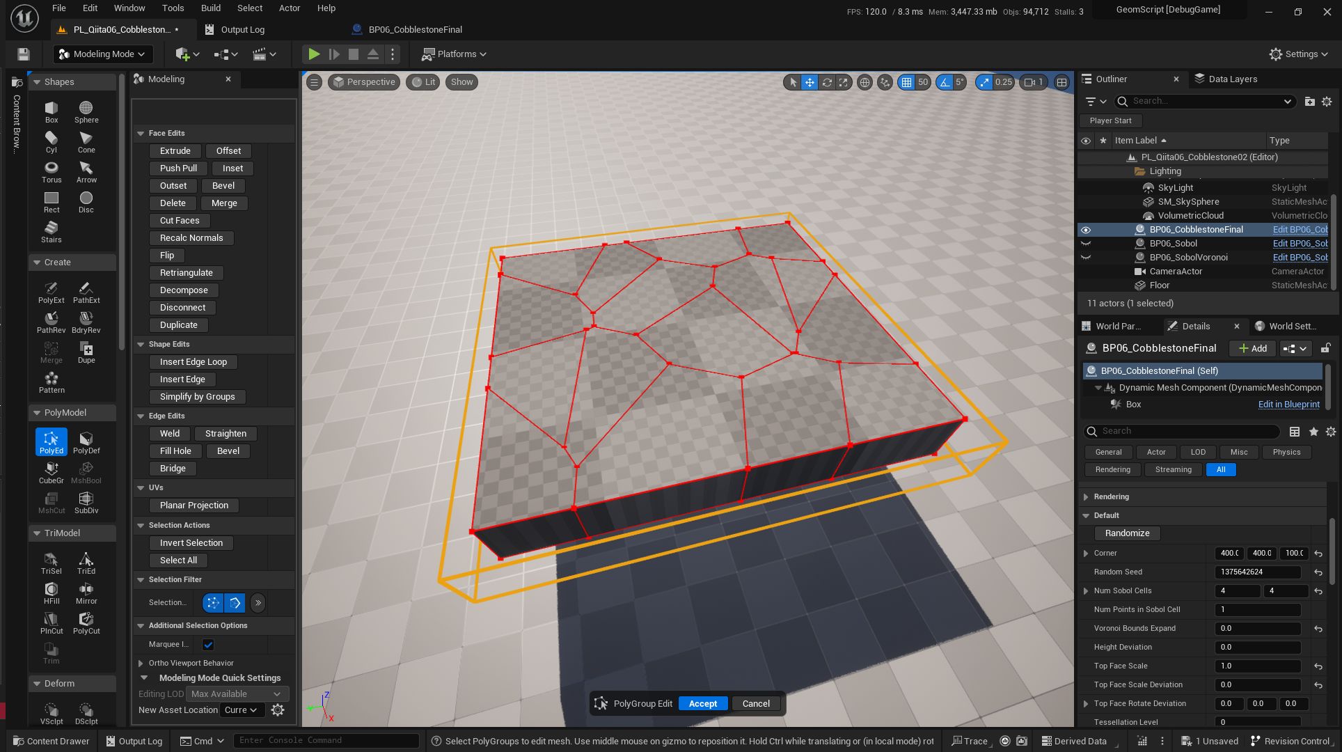 【UE5】Geometry Scripting：プロシージャルに石畳や岩場をつくる【後編】 #UnrealEngine - Qiita