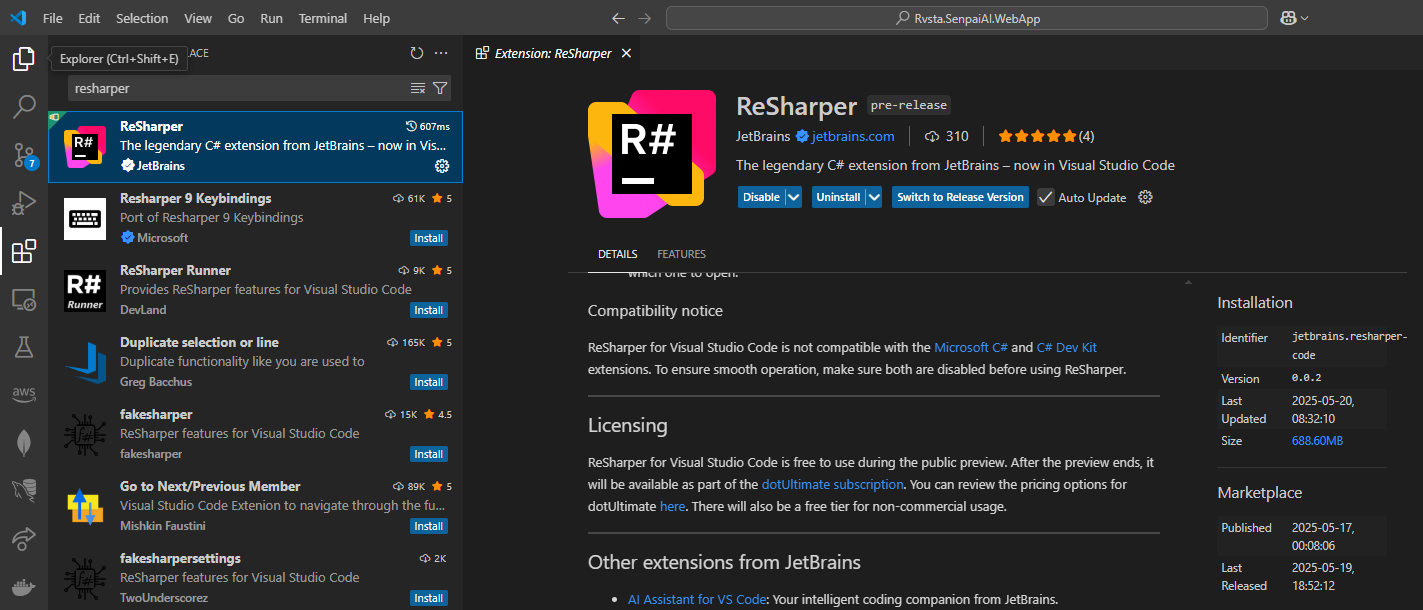 ReSharper for Visual Studio Code #C# - Qiita