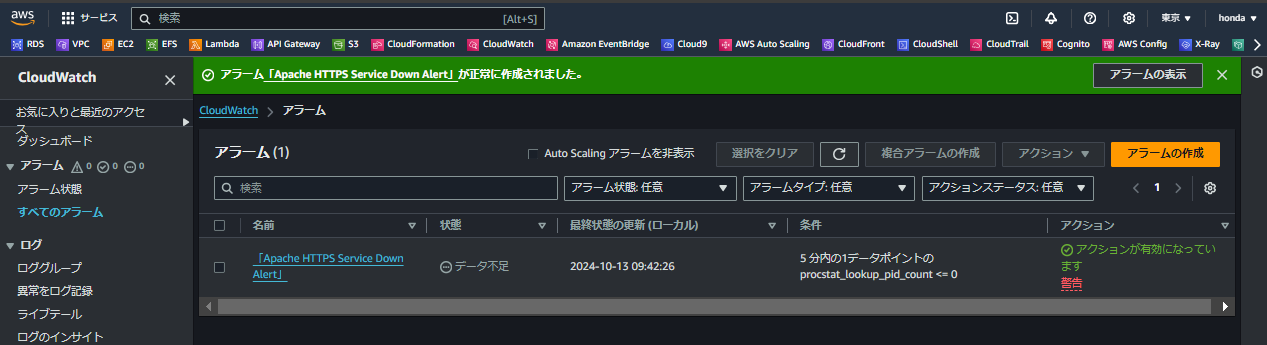 CloudWatchでApache httpdサービスを監視し、停止時にメール通知アラートを発生させる方法 #AWS - Qiita