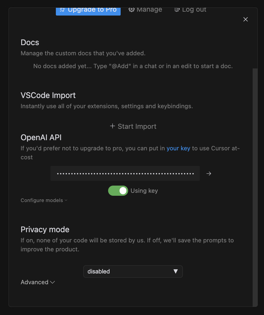 【Cursor】OpenAI APIを設定してGPTモデルの利用制限を解除する方法・メリット #VSCode - Qiita