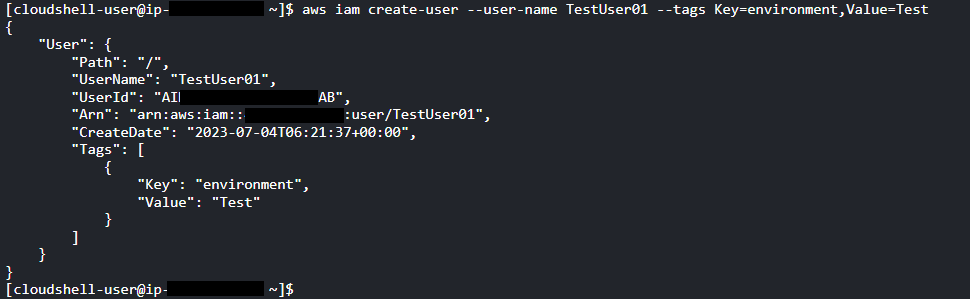 【初心者向け】AWSのCloudShell（CLI）でIAMユーザー作成とコンソールアクセスの有効化/無効化をやってみた #aws-cli - Qiita