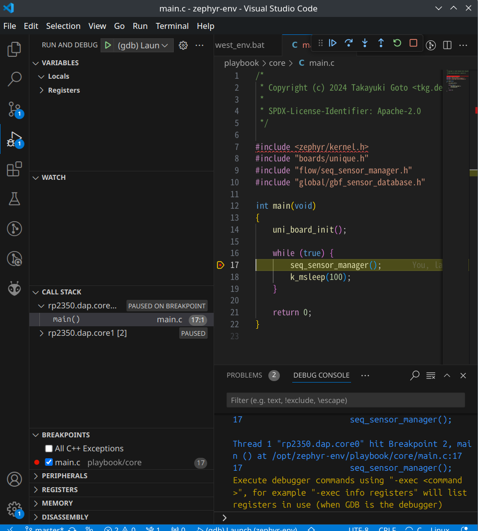 Zephyr RTOS 〜 pico2 の開発環境を整えてみる 〜 #debug - Qiita