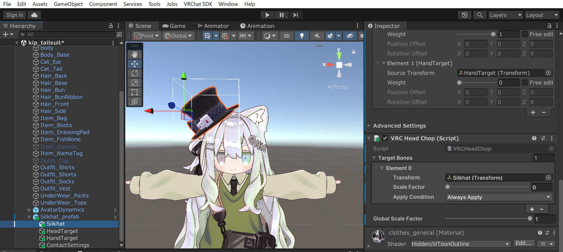 VRC Head Chopを利用して視界を遮らない帽子の持ち替えギミックを実装する #Unity - Qiita