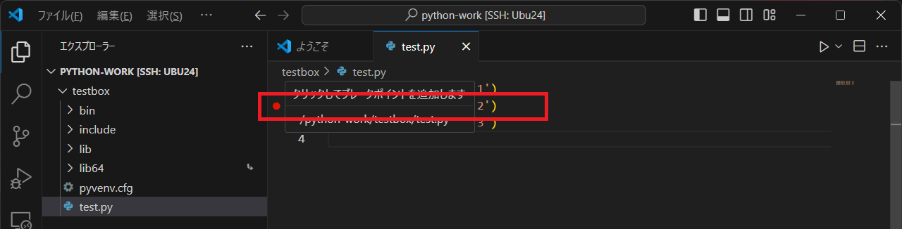 VSCodeでWindowsからリモートのUbuntu24.04上にあるPythonコードをデバッグする #Python3 - Qiita