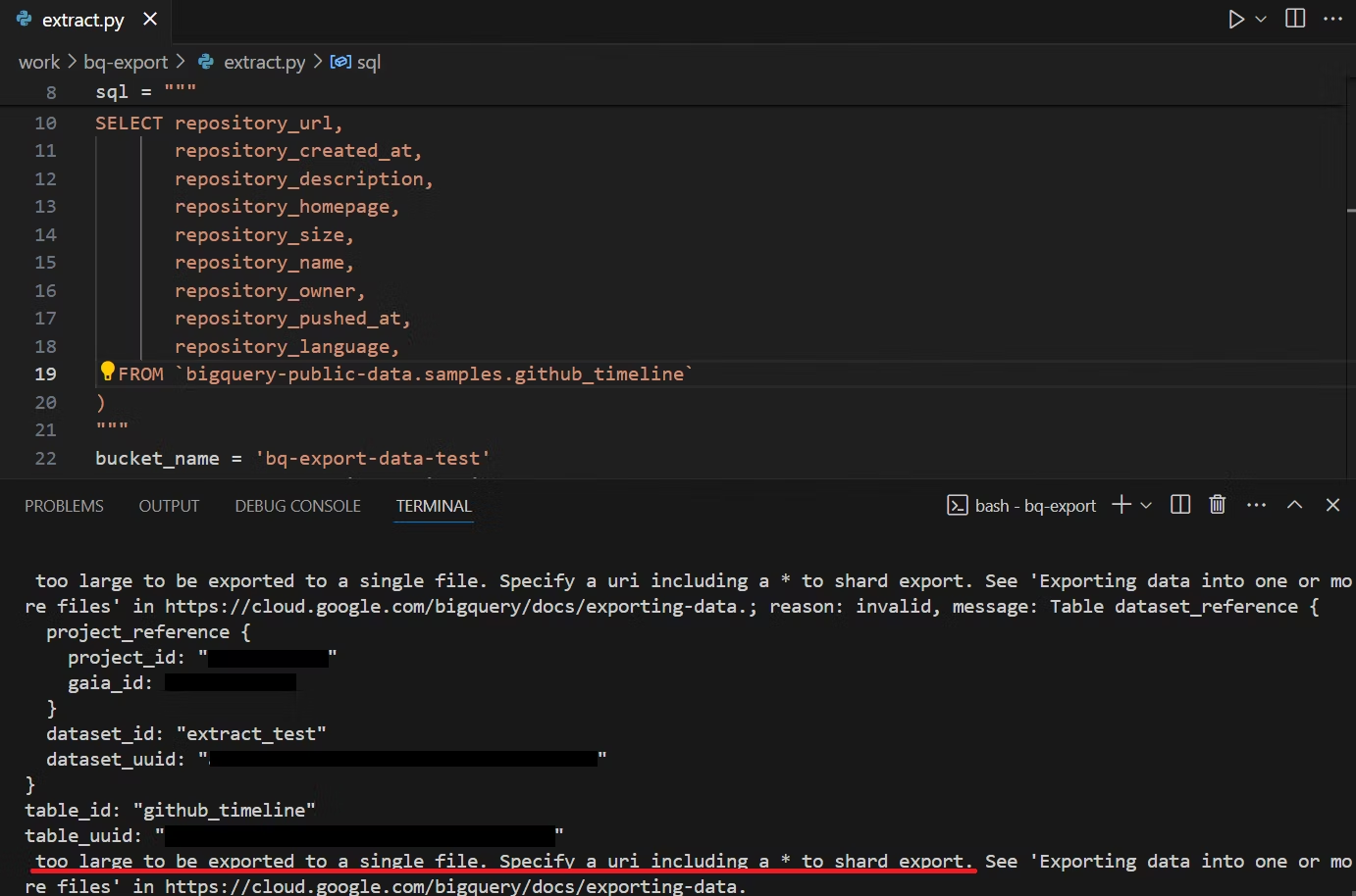 BigQueryで1GBを超えるデータを1ファイルに出力する #Python - Qiita