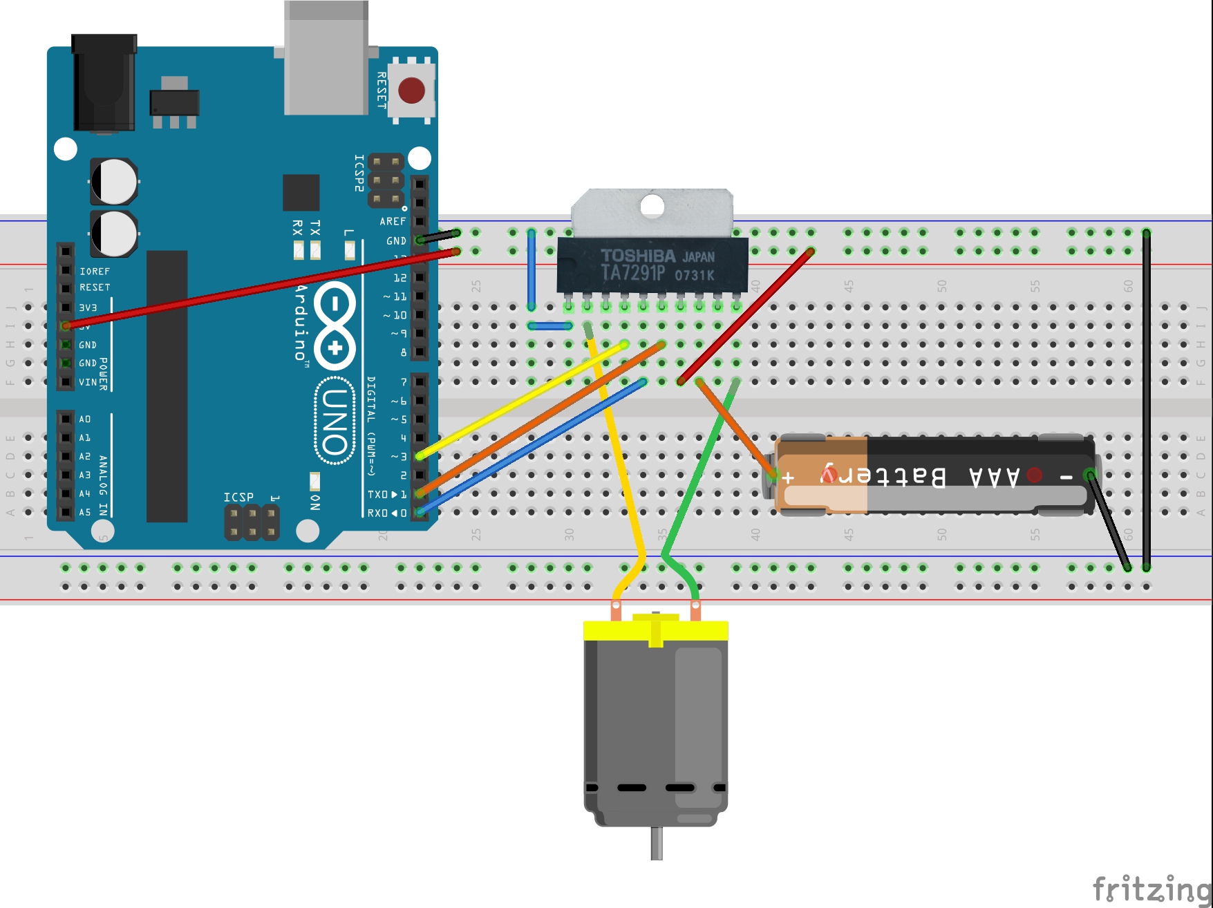 ArduinoとTA7291Pでモーターを動かす（単純オンオフ動作からPWM制御まで） #モーター制御 - Qiita