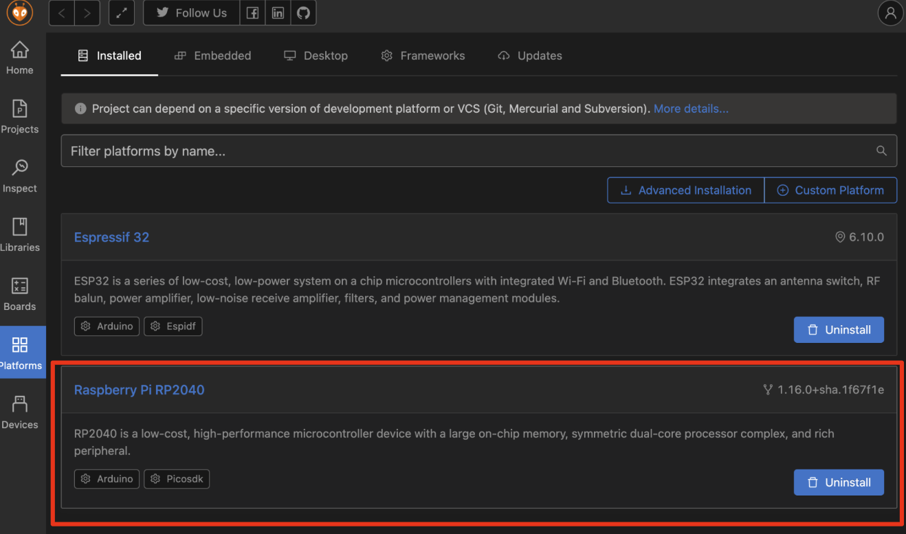 Raspberry Pi Pico(W) / Pico 2(W) をPlatformIOで開発する方法 #Arduino - Qiita