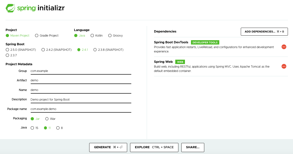 Spring Initializerを使ってHello World #Mac - Qiita
