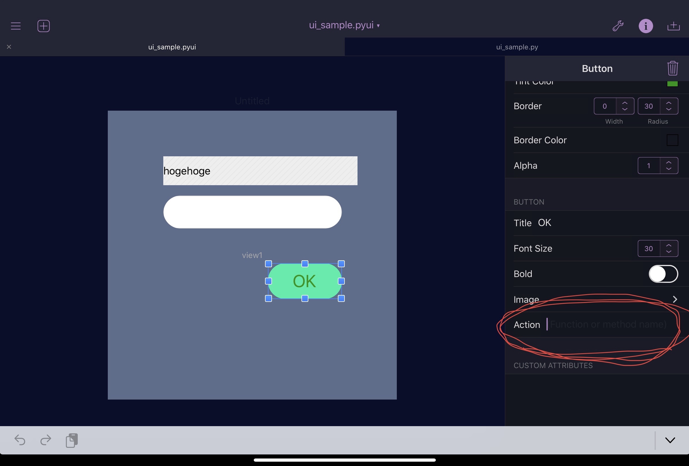 PythonistaのUI実装で遊ぶ[Actionの実装] #Pythonista3 - Qiita