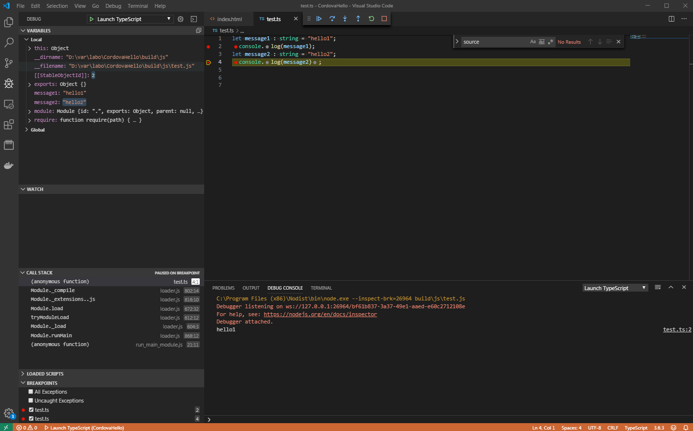 VSCodeでTypeScriptをデバッグする環境をつくってみた #Node.js - Qiita