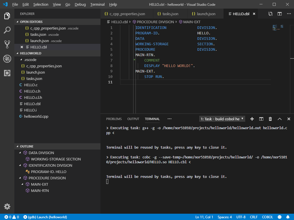 VS CodeとWSLでopensource COBOLの開発とデバッグをした #VSCode - Qiita
