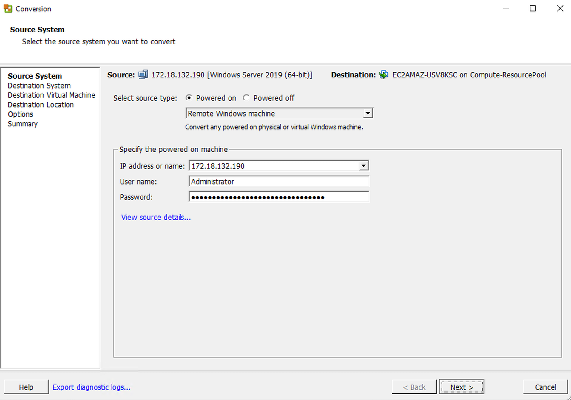 vCenter Converter で EC2 インスタンスを VMware Cloud on AWS に移行する #vmware - Qiita
