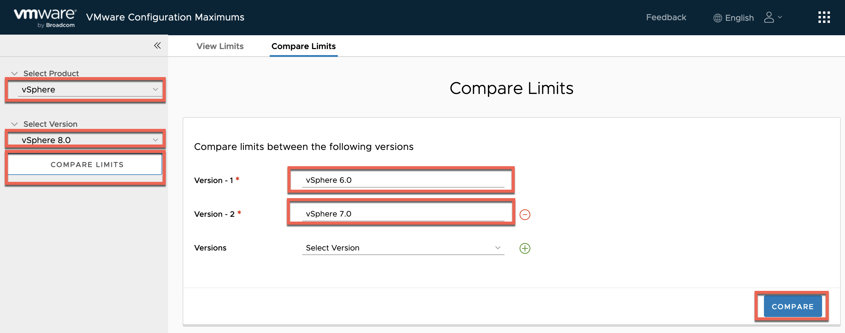 VMware Configuration Maximums で VMware 製品の構成上限値の確認・比較をする #初心者 - Qiita