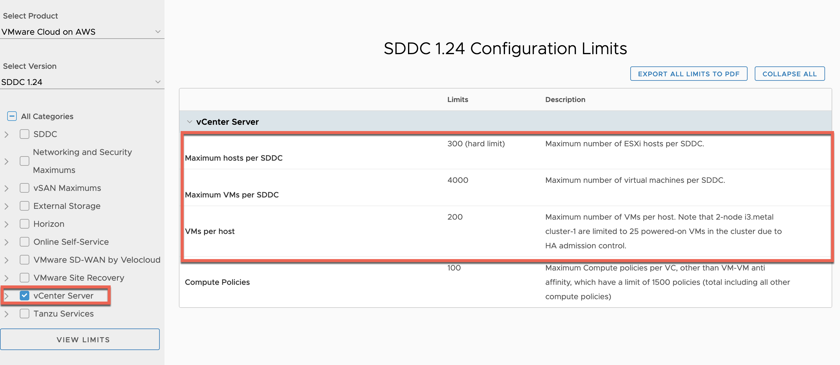 VMware Configuration Maximums で VMware 製品の構成上限値の確認・比較をする #初心者 - Qiita