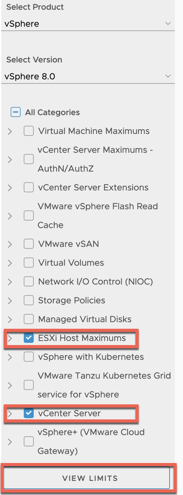 VMware Configuration Maximums で VMware 製品の構成上限値の確認・比較をする #初心者 - Qiita