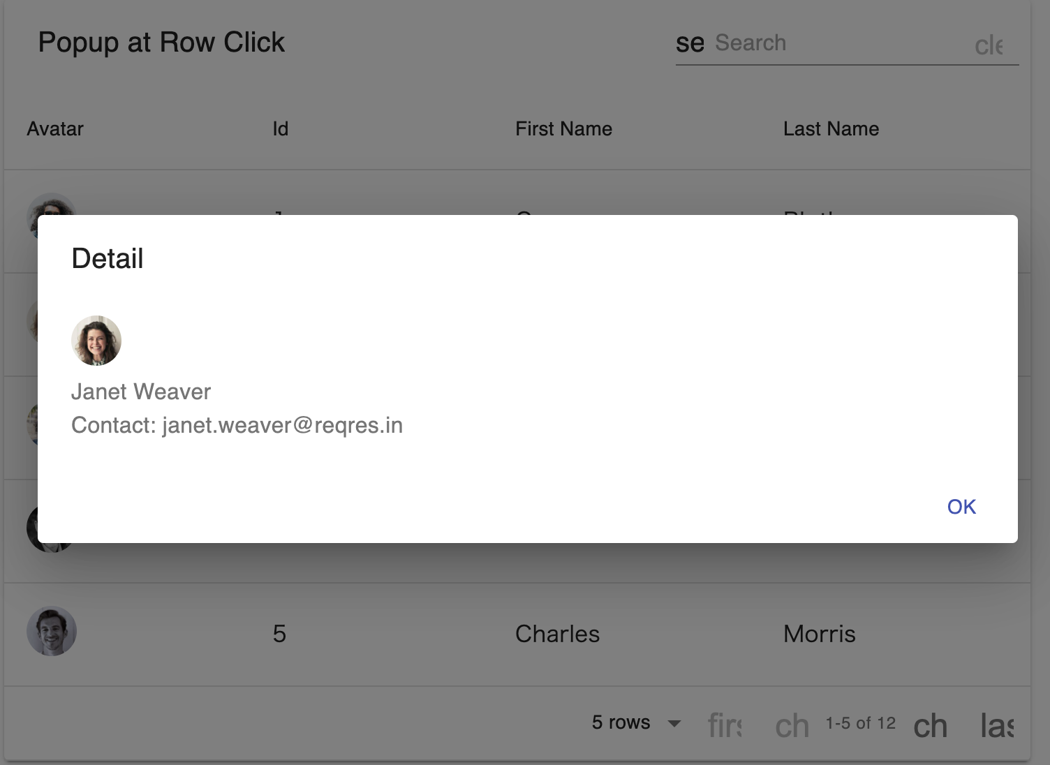 Reactのmaterial-tableで行をクリックしたときにポップアップを表示する #material-ui - Qiita