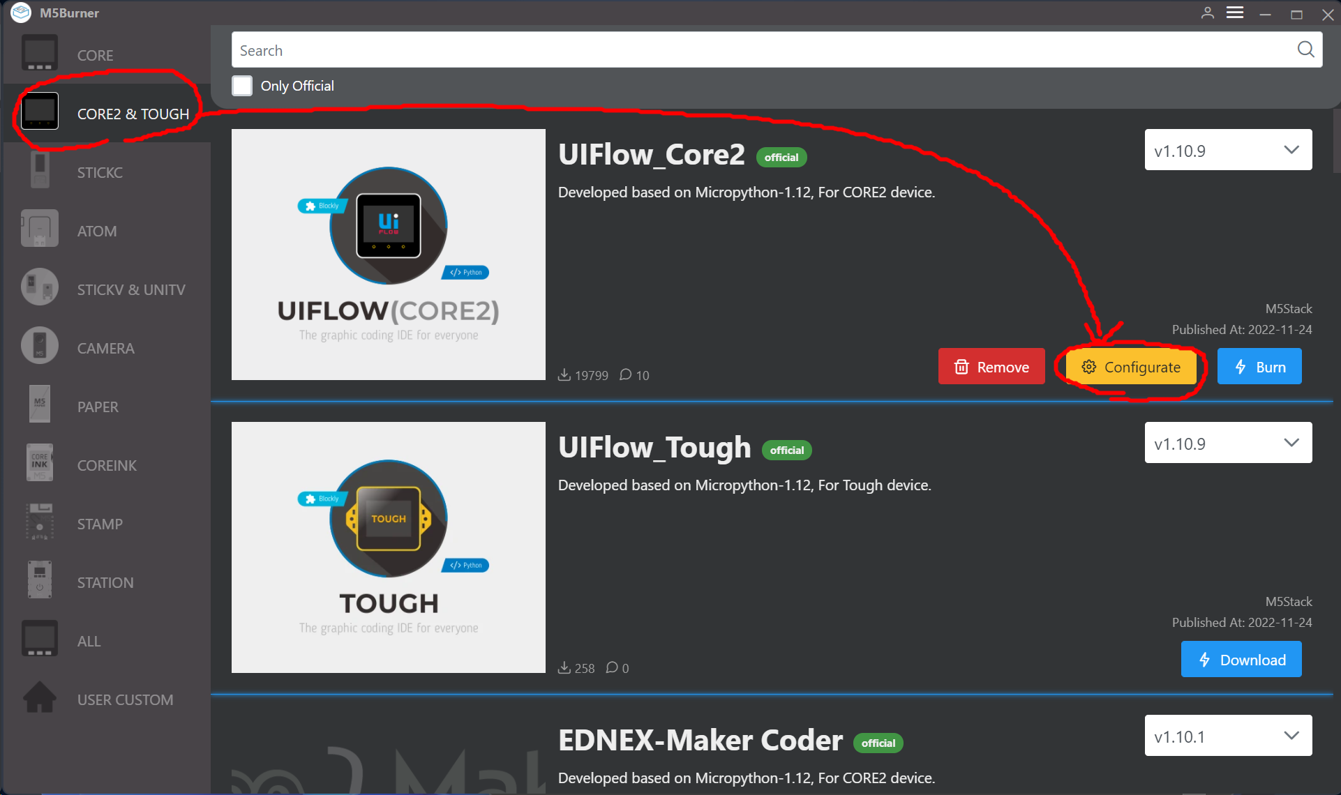 M5stackcore2にuiflowのファームウェアを書込む手順 Uiflow Qiita