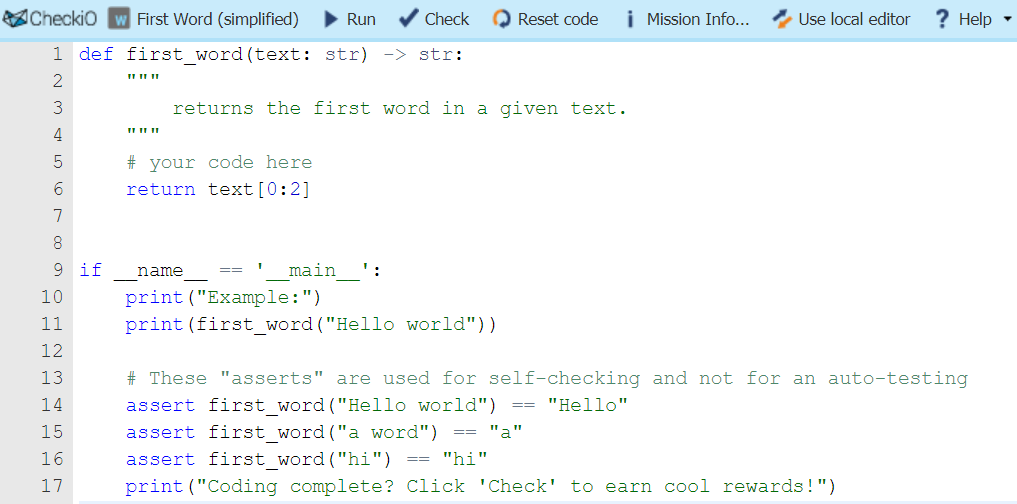 【Python】checkioの使い方 #初心者 - Qiita