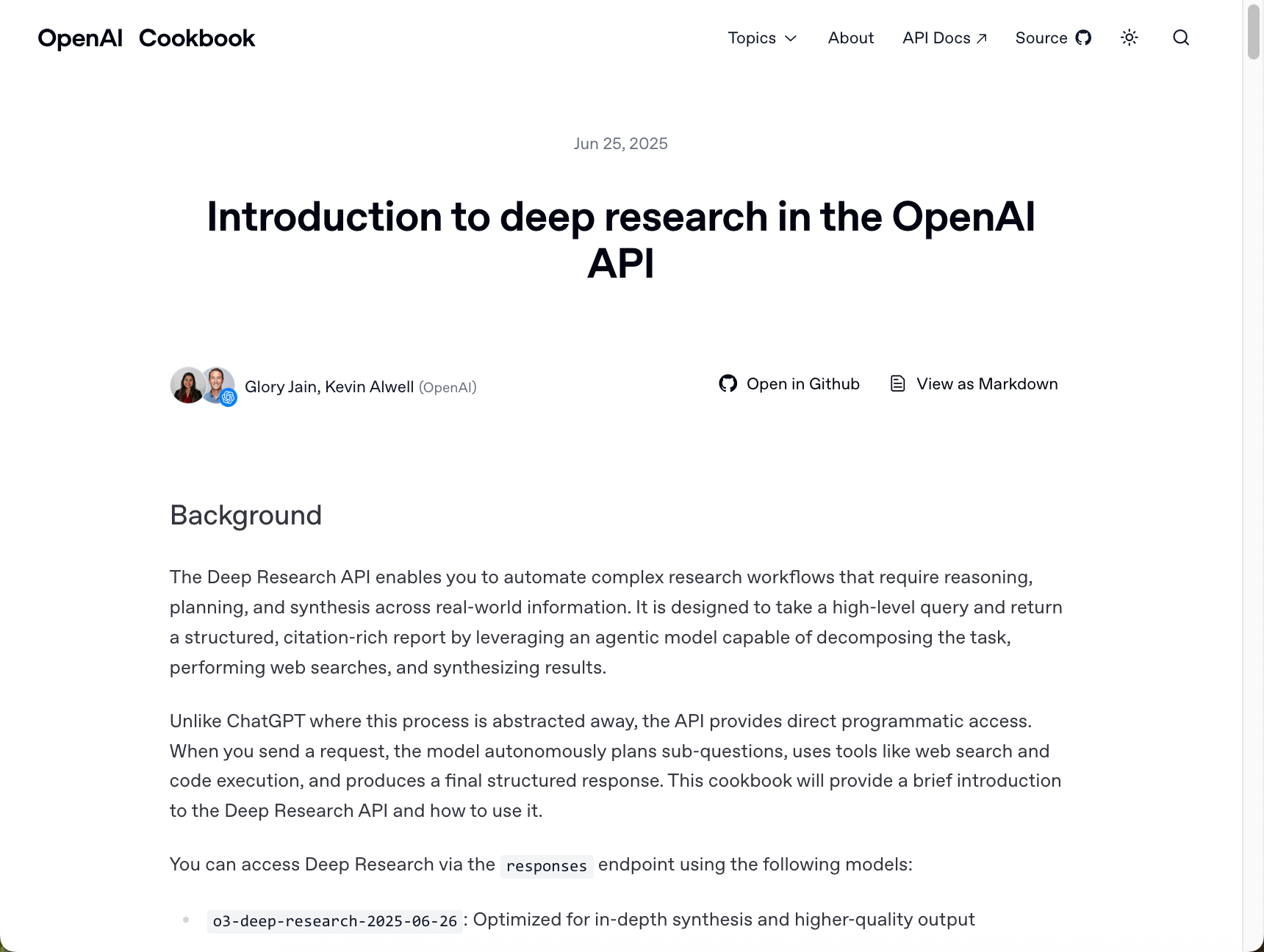 OpenAI の Deep research が API で使えるようになったので Node.js で軽く試してみた #JavaScript - Qiita