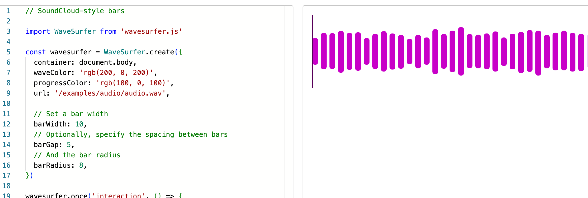 wavesurfer.js での簡単に波形表示（インタラクティブな音声再生も可能）を p5.js Web Editor上で動かす #JavaScript - Qiita