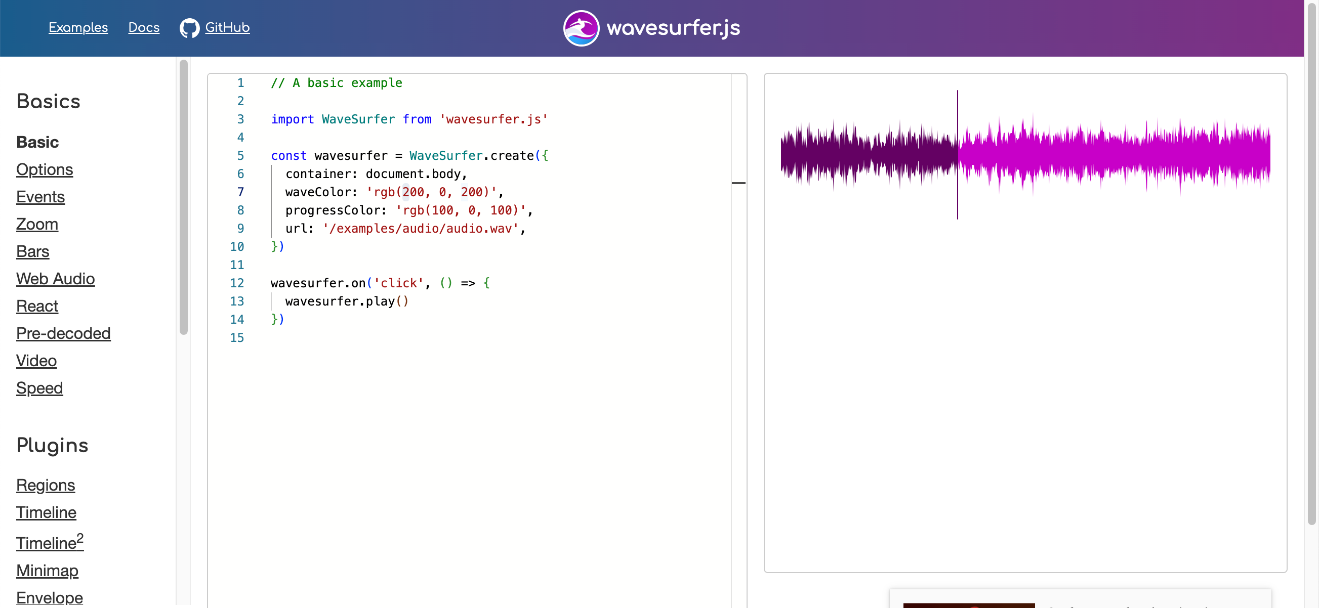 wavesurfer.js での簡単に波形表示（インタラクティブな音声再生も可能）を p5.js Web Editor上で動かす ...