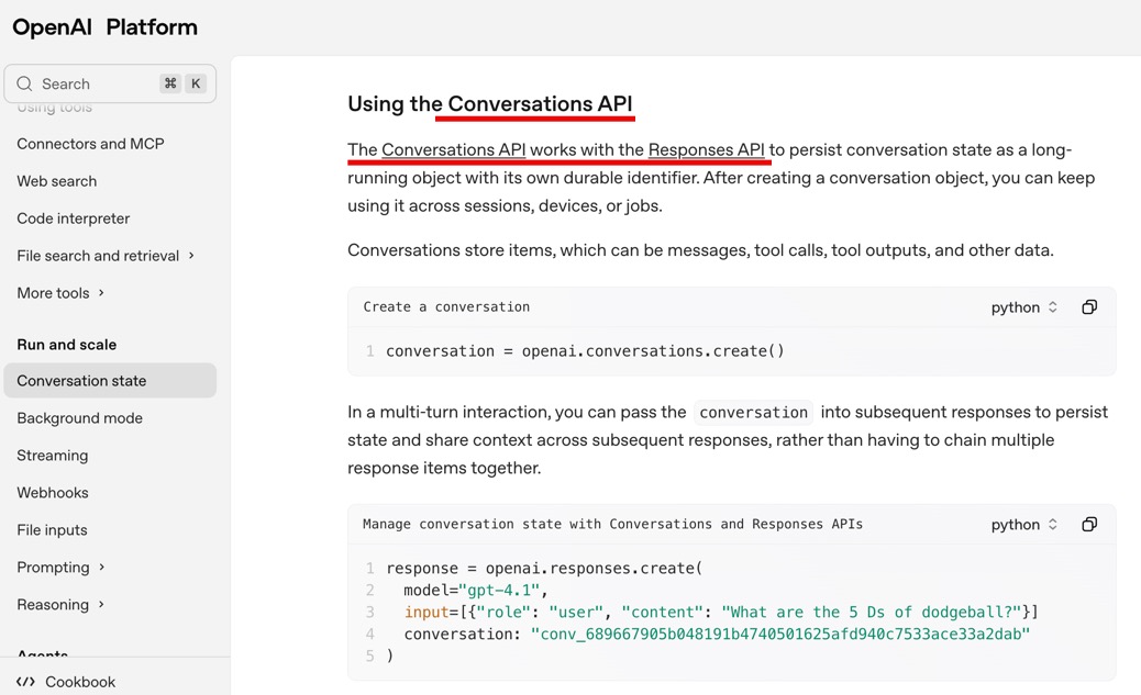 OpenAI の「Conversations API ＋ Responses API」で会話を扱う処理を簡易に試す【Node.js】 #ResponsesAPI - Qiita