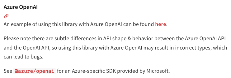 【小ネタ】Node.js用の OpenAI パッケージ（OpenAI版・Azure版）を軽く見比べてみる #JavaScript - Qiita