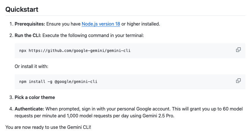 Gemini CLI をさっそく試してみた！ #Google - Qiita