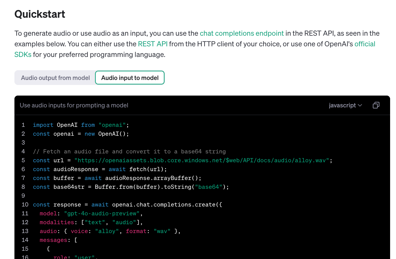gpt-4o-audio-preview：OpenAI の Chat Completions API でオーディオを扱う新機能を軽く見てみる【2024/10/17リリース】 #ChatGPT ...
