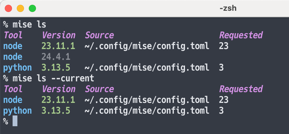 mise（ミーズ、旧rtx）で Node.js・Python のバージョンを管理する【Mac での利用】 #RTX - Qiita