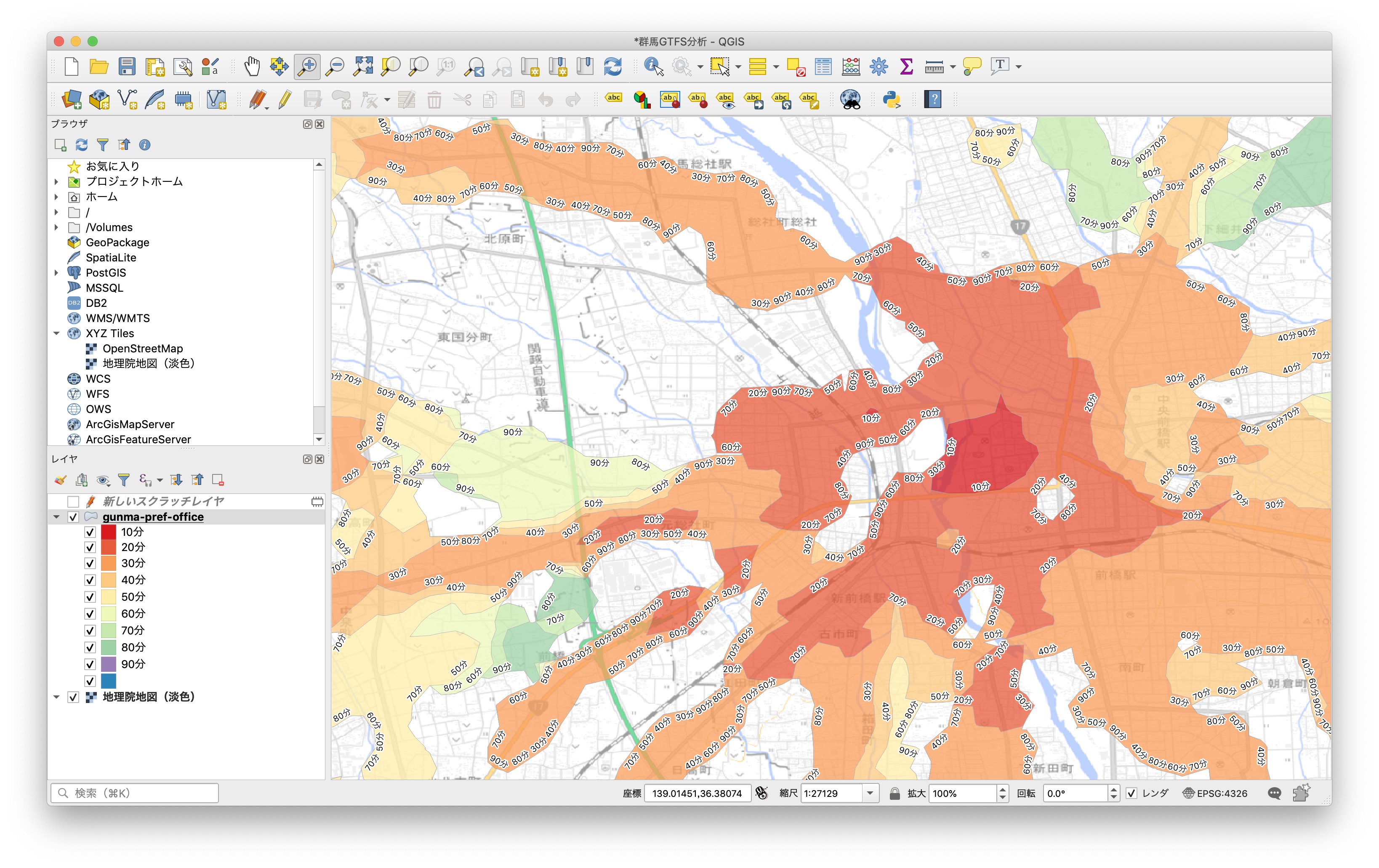 GTFSデータとOpenTripPlannerを使って公共交通による到達圏解析を行う #オープンデータ - Qiita