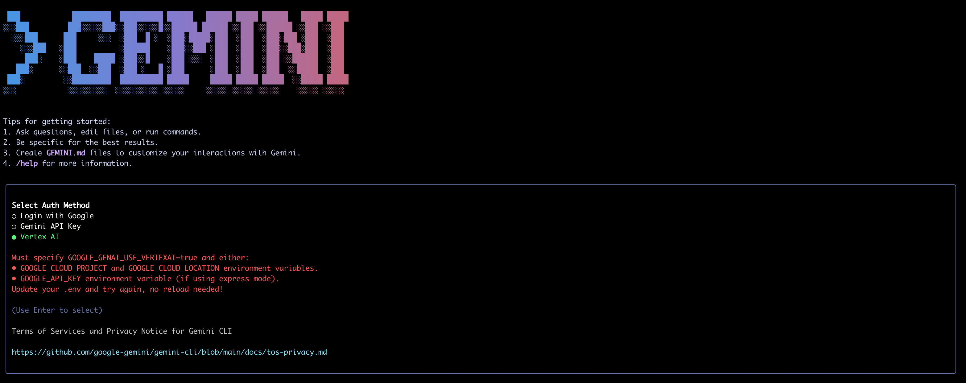 Gemini CLI × Vertex AIセットアップ #GeminiCLI - Qiita