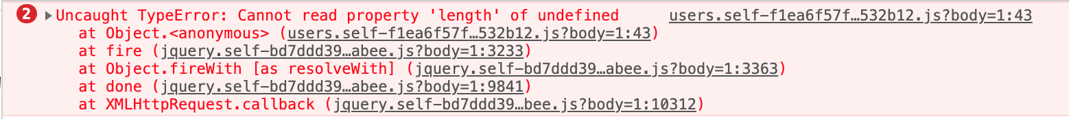 [JavaScript,Rails]Uncaught TypeError: Cannot read property 'length' of ...