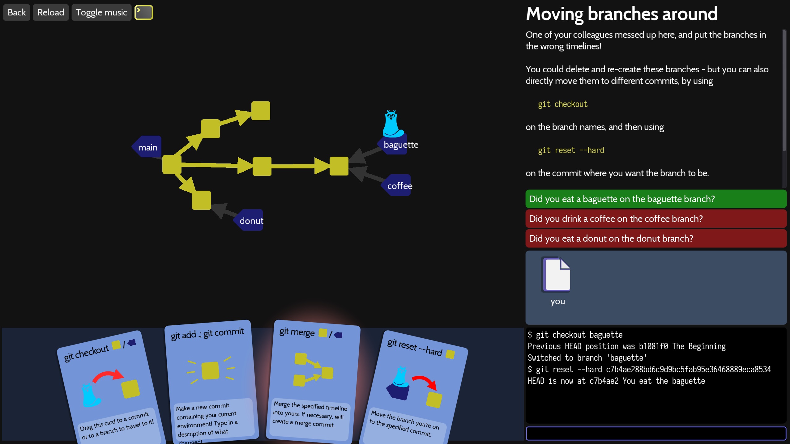 Gitの概念とコマンド操作を学べるゲーム「Oh My Git!」を遊んでみた #初心者 - Qiita