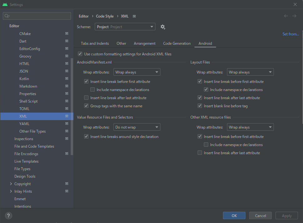 AndroidStudioのCodeStyle設定チートシート【XML編】 #Android - Qiita
