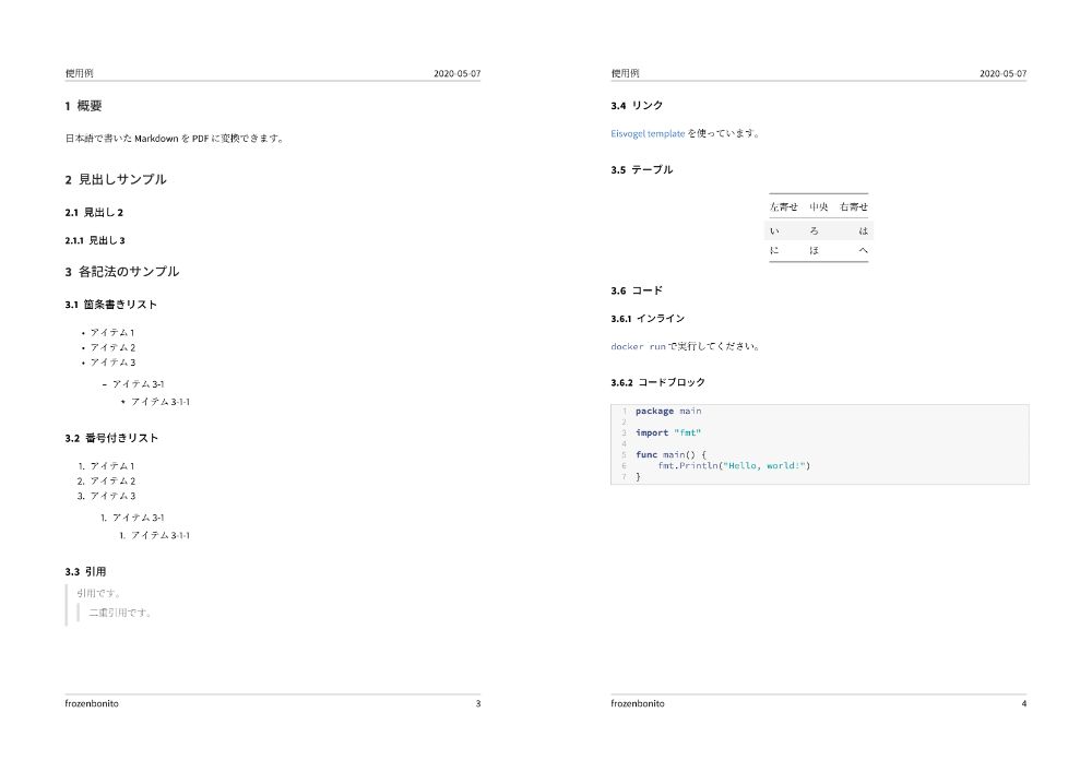 Markdown からいい感じの PDF を作る #Docker - Qiita