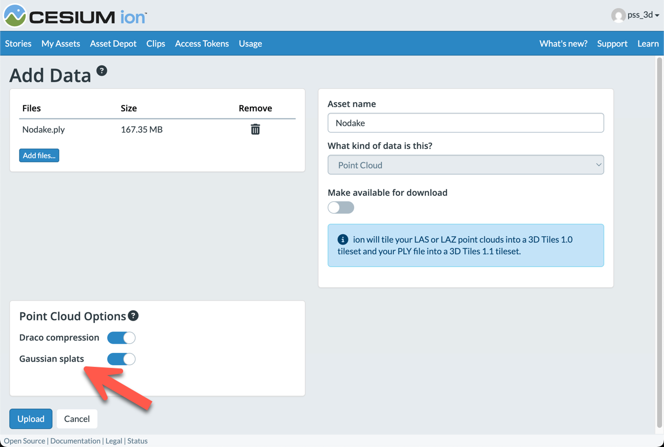 Ceisum ion で Gaussian Splatting のデータを 3D Tilesに #Cesium - Qiita