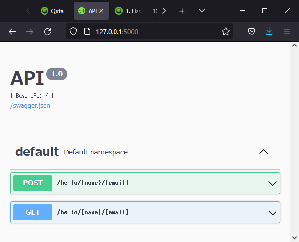2. FlaskでOpenAPI定義の自動出力、Swagger UIページの作成 #Python - Qiita