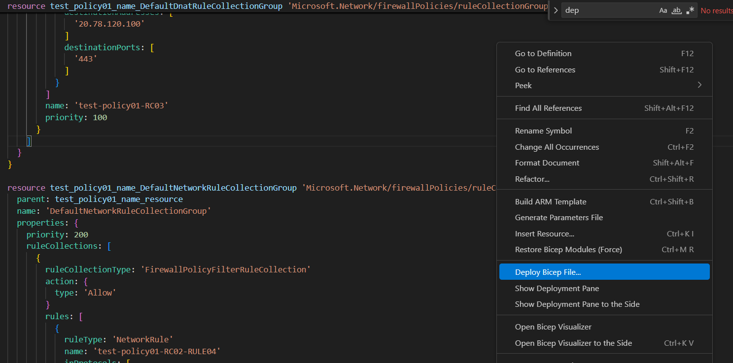VS codeからBicep を利用してAzFW policy をデプロイする実践とエラー対応例 #VSCode - Qiita