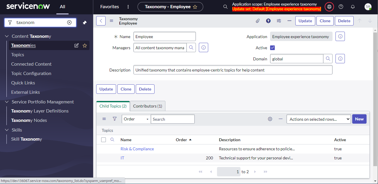 [Servicenow][Employee Center] taxonomyの作成（編集） #ServiceNow - Qiita