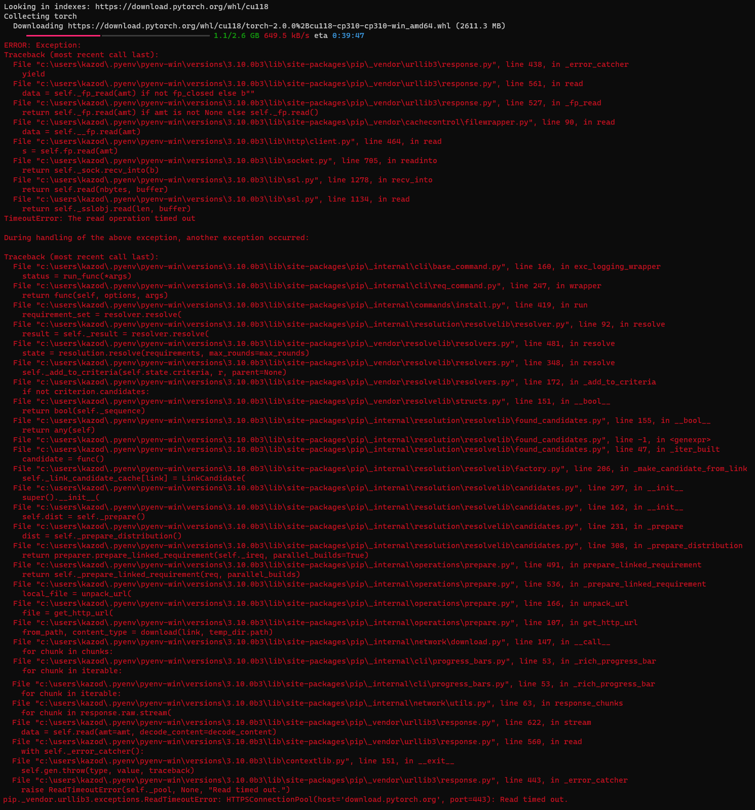 PyTorchのインストールに失敗する場合の対策 #pip - Qiita