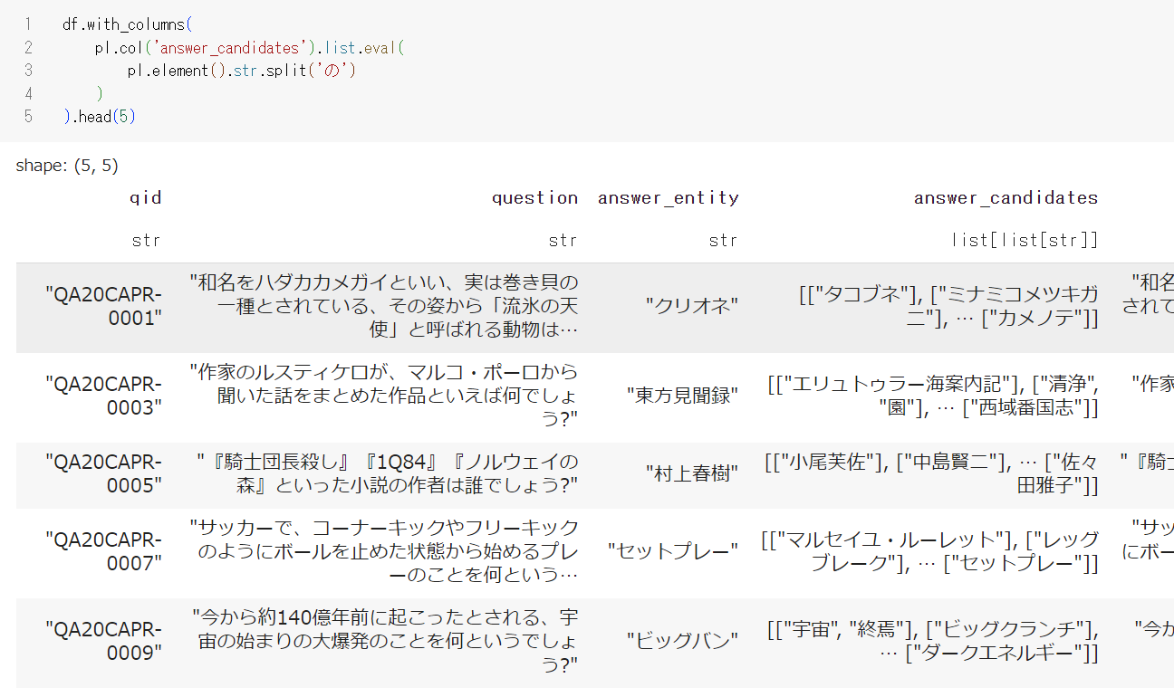 Polarsのリスト型に対するよくある操作 #Python - Qiita