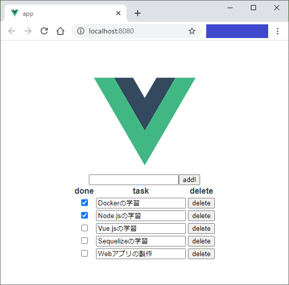 Dockerでmysql・node Jsコンテナを用いたtodoリストアプリを作成する Qiita