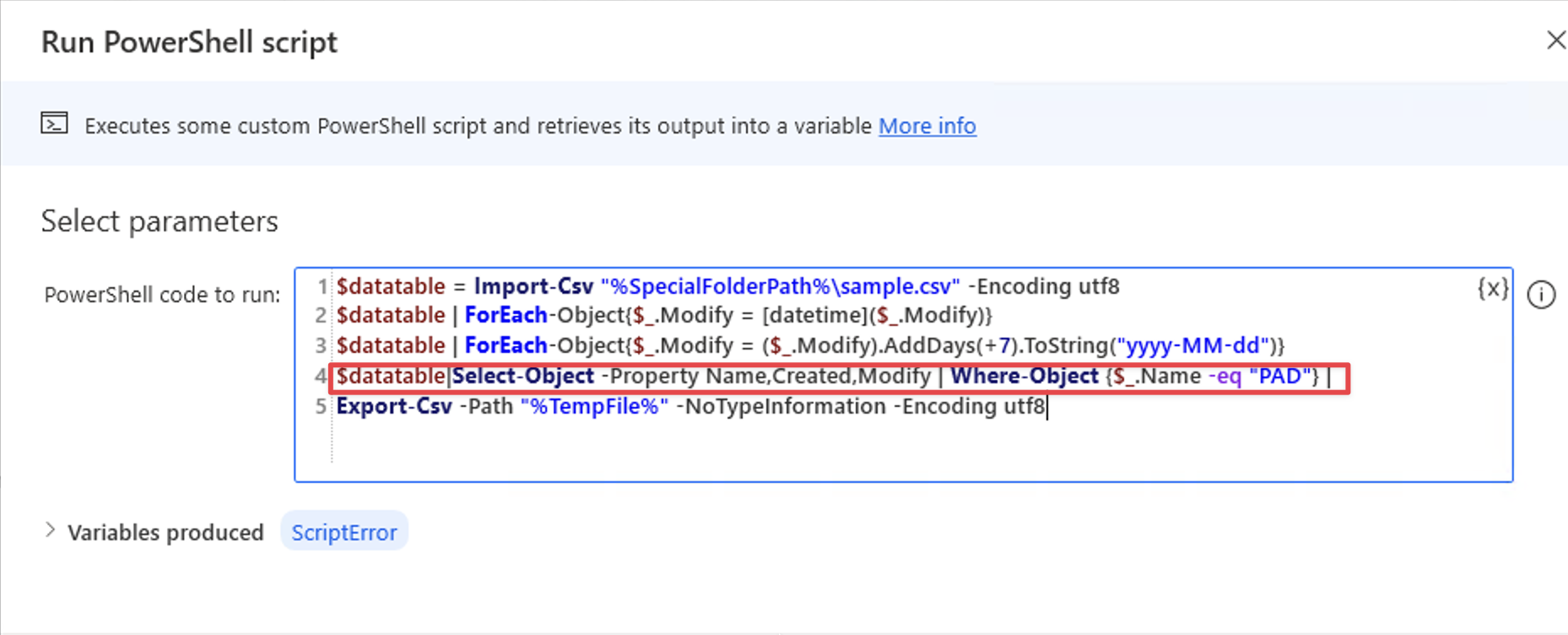 Power Automate for desktop「PowerShellスクリプトの実行アクションからCSVデータテーブルを操作する」 #SQL - Qiita