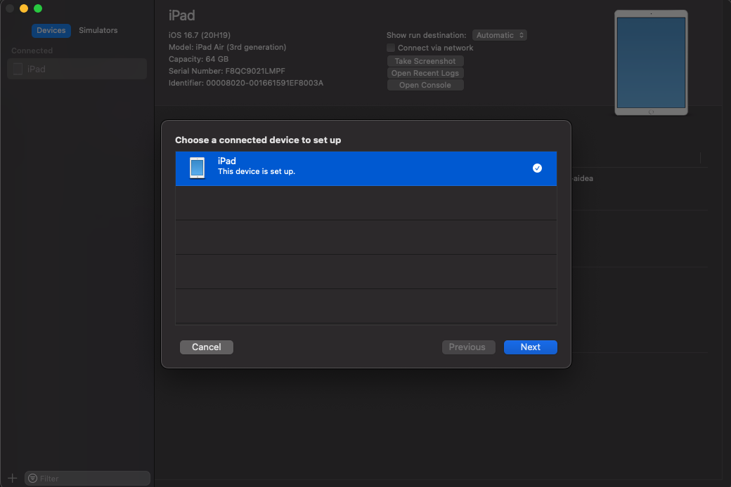 今更ながらXcodeで開発しているiOSアプリのデバッグをiPadで行った記録 #iPadOS - Qiita