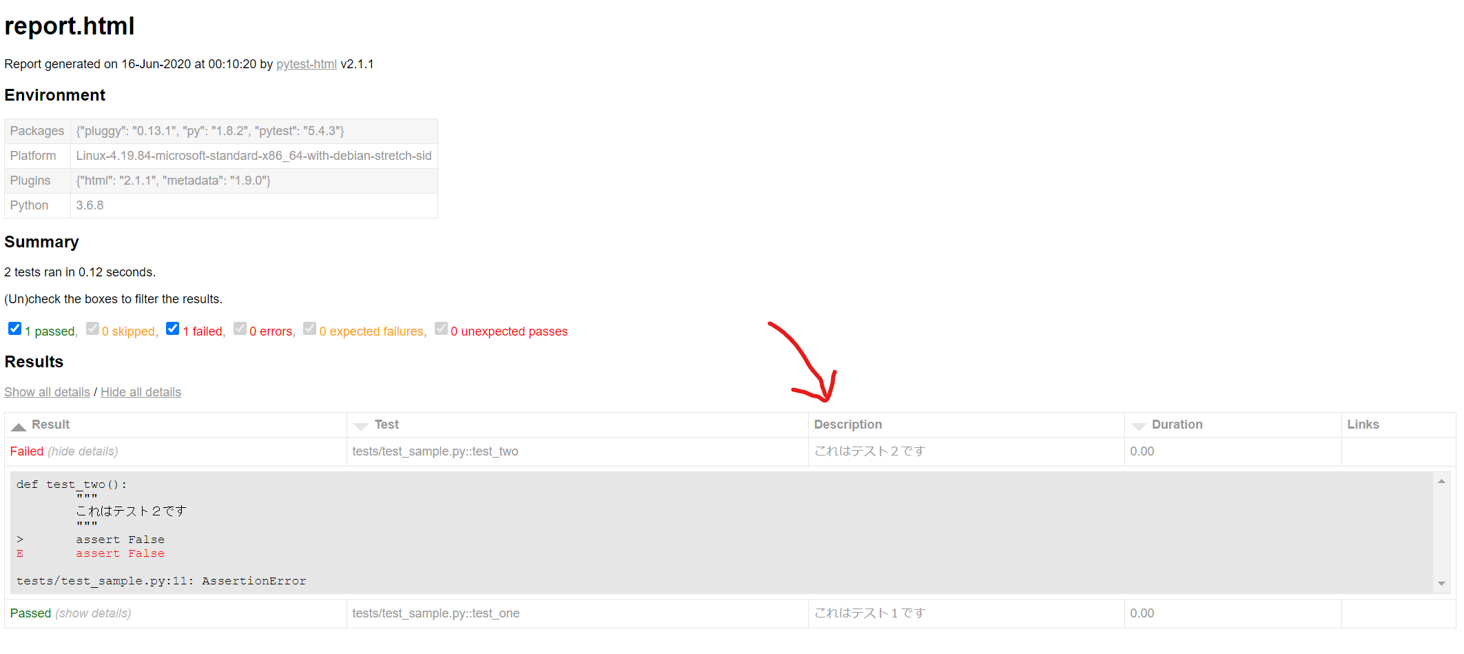 pytest-htmlでテスト関数のdocstringをレポートに出力する #Python - Qiita