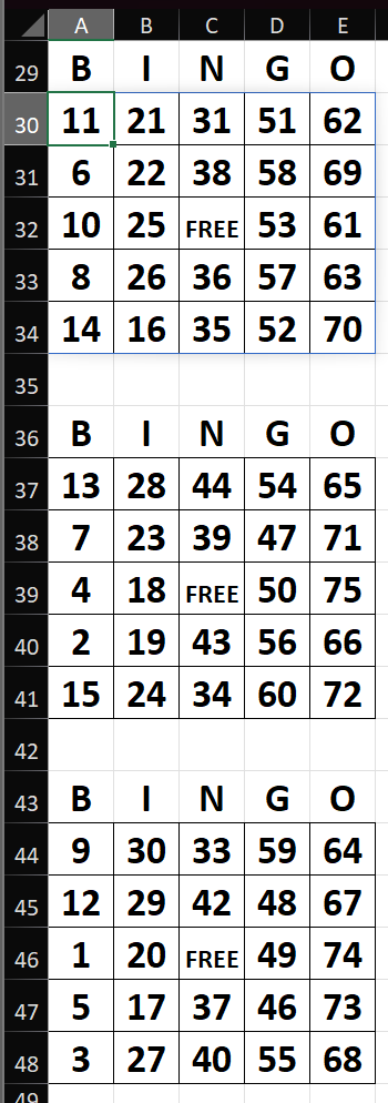 Excel のワークシート関数だけでビンゴカードを作る方法 - Qiita