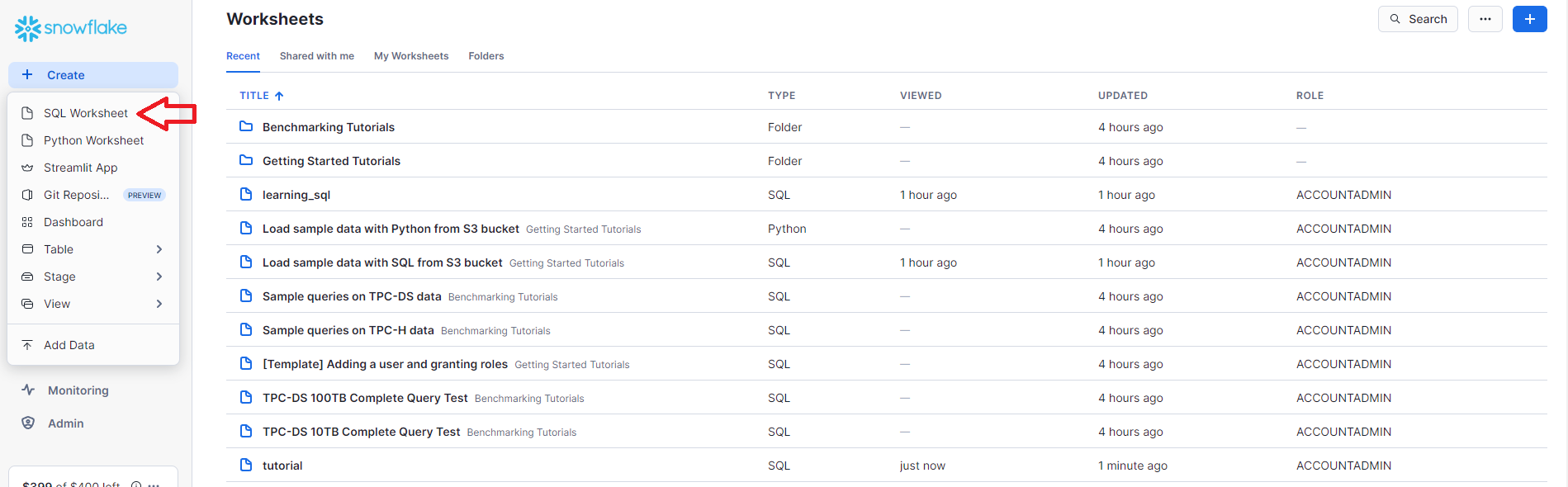 Snowflakeの20分チュートリアルをコンソールのみで実行 #SQL - Qiita